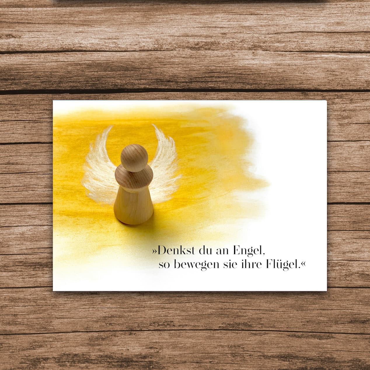 Trauerkarte Engel - Holzengel - echt-gute-karten